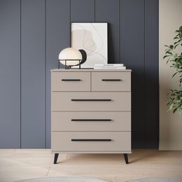 Inosign Sideboard &raquo;Lagos, Kommode, 5 Schubladen, schwarze Griffe & F&uuml;&szlig;e&laquo; W&auml;scheschrank Bestseller in Top Qualit&auml;t, 1 Stk. tlg. modernes Design,...