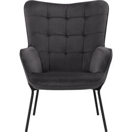 OTTO products Loungesessel »Luukas, Ohrensessel mit Metallbeinen, « 1 Stk. tlg. Stoff recyceltes Polyester, Sitz und Rücken gepolstert, Sitzhöhe 46...
