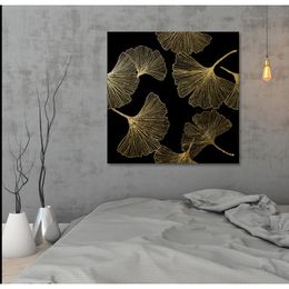 OTTO HOME Acrylglasbild »Blätter - Acrylbilder mit Blattgold veredelt« Blumenbilder Blätter Gemälde Kunst 1 Stk. tlg. Goldveredelung,...