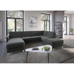 Sit & More SIT&MORE Wohnlandschaft »Palmera U-Form, B: 308 cm« optional Bettfunktion & Bettkasten, Federkern anthrazit