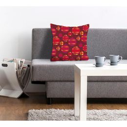 queence Dekokissen &raquo;Dora&laquo; Kissenh&uuml;lle, Christbaumkugeln, Rot, Weihnachten, Festlich, Weihnachtsbaum rot/magenta/goldfarben + bedruckt Obermaterial:...