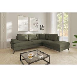 Sit & More SIT&MORE Ecksofa »Morris Jubi L-Form, B: 238 cm« mit Armteilfunktion & 1 Zierkissen, optional Bettfunktion olive