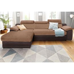 Sit & More SIT&MORE Ecksofa »Xenia L-Form« wahlweise mit Bettfunktion dunkelbraun/braun