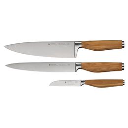 WMF Messer-Set »Grand Wood« 3-teilig, Olivenholzgriffe, Spezialklingenstahl, perfekt ausbalanciert edelstahlfarben/braun