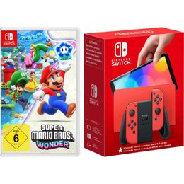 NINTENDO SWITCH Spielekonsole »OLED Mario Edition + Super Mario Bros. Wonder« 64 GB schwarz/rot Erscheinungstermin: 20.10.2023