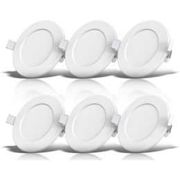 B.K.LICHT LED Einbauleuchte »6er Set Bad Einbaustrahler, IP44 geschützt, flache Einbauspots« LED-Modul Warmweiß 3.000K, 450Lm, 6W, Kunststoff, 11,...