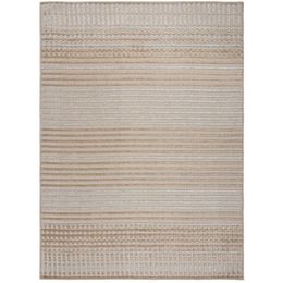 FLAIR RUGS Teppich &raquo;Elton Hoch-Tief Effekt&laquo; rechteckig 8 mm H&ouml;he Chenille Optik, kurzflor, waschbar, Wohnzimmer, Schlafzimmer beige Obermaterial:...