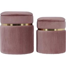 Kayoom Polstergarnitur »Hocker Zora 325 2er-Set, samtweicher Stoffbezug, runde elegante Form« Set, Hocker 1: B 36 /H 44/ T36 cm Hocker 2: B 31, 5...