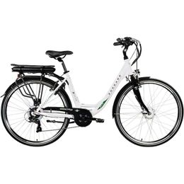 Zündapp ZÜNDAPP »Z503« 7 Gang Shimano Tourney RD-TY21 Schaltwerk Kettenschaltung Frontmotor 250 W Pedelec, Elektrofahrrad für Damen u. Herren grün, weiß