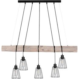 Spot-Light SPOT LIGHT Pendelleuchte »TRABO LONG« E27 Hängeleuchte, mit Massivholzbalken Ø 8-12 cm, Naturprodukt, Kürzbar holz grau / schwarz