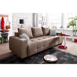 Collection AB Schlafsofa »Bella, B: 241 cm, Liegefl. 142x194 cm« mit Bettfunktion, Bettkasten & 2 Zierkissen, Federkern macchiato