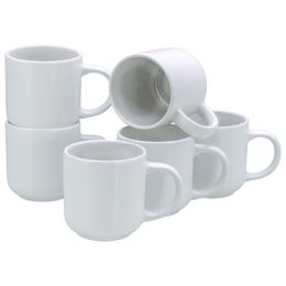 OTTO HOME Becher »modernes 6-teiliges Kaffeebecher-Set Lykk« hohe Haltbarkeit, spülmaschinen- & mikrowellengeeignet, Reaktivglasur weiß/ice