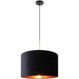 Paco Home Pendelleuchte »Hugo uni Color« E27 Wohnzimmer Lampenschirm aus Velour Unifarben Deko E27 Kabel 1, 5m Schwarz