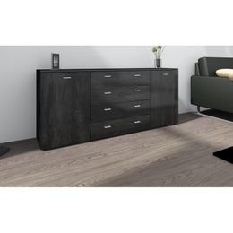 borchardt Möbel BORCHARDT MÖBEL Sideboard »Scala, Breite 166 cm, « höhenverstellbare Einlegeböden, kleine Griffe schwarz matt 0