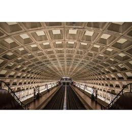 queence Acrylglasbild »U-Bahn Station« Gebäude Kunst Zugbilder Züge Fine Art-Print in Galeriequalität Farbe Bild(er): bunt