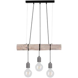 Spot-Light SPOT LIGHT Pendelleuchte »TRABO CONCRETE« E27 Hängeleuchte, Holzbalken aus massivem Kiefernholz, Holz grau gebeizt holzfarben/betongrau/schwarz/grau