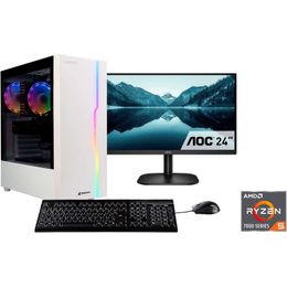 Captiva Gaming-PC-Komplettsystem »Advanced Gaming R91-385 TFT Bundle« 24 ′′ AMD Ryzen 5 GeForce RTX 4060 32 GB RAM 1.000 GB SSD weiss ohne...