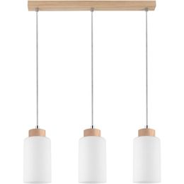 Spot-Light SPOT LIGHT Pendelleuchte »BOSCO« E27 Hängeleuchte, Naturprodukt aus Eichenholz, Schirm aus Glas eichefarben/weiß/chromfarben