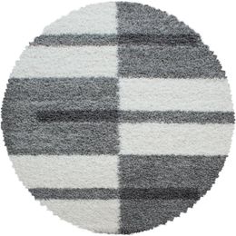 Ayyildiz Teppiche Hochflor-Teppich &raquo;Gala Shaggy 2505&laquo; rund 30 mm H&ouml;he Wohnzimmer hellgrau Obermaterial: 100% Polypropylen &Oslash; 200 cm 1 Stk.
