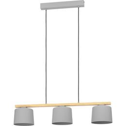 Eglo Hängeleuchte »MARIEL Deckenlampe, Stahl und Holz, E27, IP20, Wohnzimmerlampe, Lampe« E27 1 Stk. Hängeleuchte, L91 x B19 x H110 cm, hellgrau,...