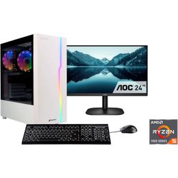 Captiva Gaming-PC-Komplettsystem »Advanced Gaming R91-388 TFT Bundle« 24 ′′ AMD Ryzen 5 GeForce RTX 4060 16 GB RAM 1.000 GB SSD weiss Windows 11...