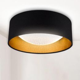 B.K.LICHT LED Deckenleuchte LED-Board Neutralweiß Deckenlampe, Sternenlicht, Textilschirm, Leuchte, 12W, schwarz-gold schwarz/goldfarben