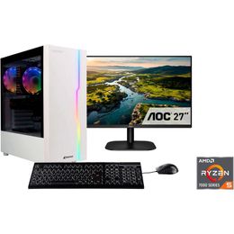 Captiva Gaming-PC-Komplettsystem »Advanced Gaming R91-378 TFT Bundle« 27 ′′ AMD Ryzen 5 GeForce RTX 4060 32 GB RAM 1.000 GB SSD weiß ohne Windows