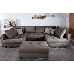 Collection AB Wohnlandschaft »Toni U-Form, B: 298 cm« mit Hocker & 3 Zierkissen, Federkern anthrazit