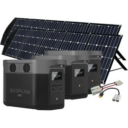 EcoFlow Solaranlage &raquo;Delta Max 2000 + 2 x 225W Offgridtec Faltbares Solarmodul&laquo; mit 2x Erweiterungsakku 2016Wh, Plug and play schwarz 5-seitig...