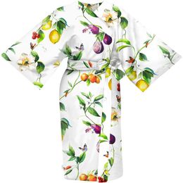Apelt Kimono »Limone GOTS organic« 1 Stk. tlg., Gemalte Sommerfrüchte und südliche Blütenzweige mit Schmetterlingen bunt Kimono