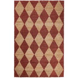 FLAIR RUGS Teppich &raquo;Effie Diamond&laquo; rechteckig 5 mm H&ouml;he handgekn&uuml;pft orange Baumwolle, Jute