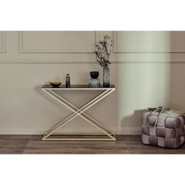 Jahnke Konsolentisch »XTRA CONSOLE« 1 Stk. tlg. Konsole/Beistelltisch in Gold-Look, aus Sicherheitsglas gefertigt Schwarzglas/Gold + Goldfarben +...