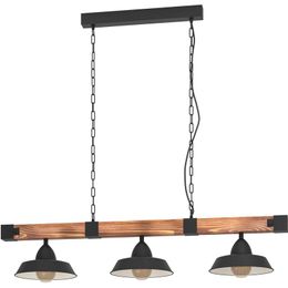 Eglo Pendelleuchte &raquo;OLDBURY&laquo; E27 Vintage Pendelleuchte, Industrial, aus Stahl und Holz, E27, 118 cm schwarz/braun