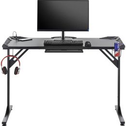 BEGA OFFICE Gamingtisch »BC3110« Schwarz inkl. RGB-LED Farbwechselbeleuchtung inkl. USB Station schwarz + Edelstahl schwarz