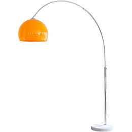 Salesfever Bogenlampe »Tammo« E27 1 Stk. Höhenverstellbar und mit Dimmschalter, echter Marmorfuß orange/chromfarben/weiß