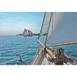 Komar Fototapete »Sailing - Größe 368 x 254 cm« bedruckt glatt Wohnzimmer, Schlafzimmer blau B/L: 368 m m x 254 m m