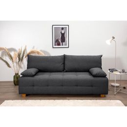 Collection AB Schlafsofa »Bella, B: 196 cm, Liegefl. 145x196 cm« mit Bettfunktion, Bettkasten & 2 Armlehnenkissen, Federkern anthrazit