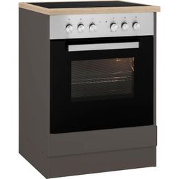 KOCHSTATION Herdumbauschrank &raquo;KS-Virginia&laquo; 85 cm hoch, 60 cm breit, Nische f&uuml;r Ofen B/H/T: 56/59/55 cm grau Hochglanz grafit