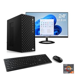 CSL PC-Komplettsystem »Mystic V24570« 24 ′′ AMD Ryzen 5 Pro 16 GB RAM 500 GB SSD schwarz Inkl. Full HD Monitor, Maus, Tastatur, 300 MBit/s WLAN-Karte