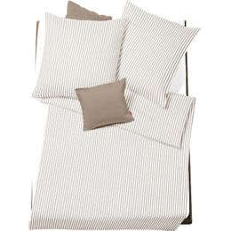 Fleuresse Bettwäsche »Rio« 2 Stk. tlg. Feine buntgewebte Seersucker-Bettwäsche mit Reißverschluss beige Obermaterial: 100% Baumwolle B/L: 155 cm x...