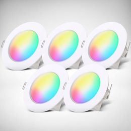 B.K.LICHT LED Einbauleuchte »BK_EL1543 5er Set Bad Einbaustrahler, IP44, RGB Einbauspots« LED-Modul 5 Stk. Warmweiß Buntes RGB Licht, 450Lm, 4, 8W,...