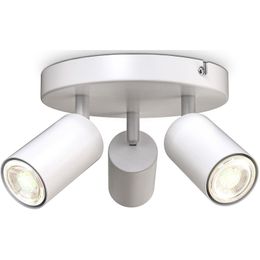 B.K.LICHT Deckenspots »BK_DS1456 Spotlampe, Schwenkbar, Drehbar, Rund, GU10-Fassung« GU10 1 Stk. 3-Flammig, ohne Leuchtmittel (max. 5W), Weiß-Matt...