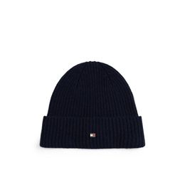 Tommy Hilfiger Beanie »TH FLAG CASHMERE Premium Line« mit Umschlag, aus Strick 100% Kaschmir Premium Quality Space Blue