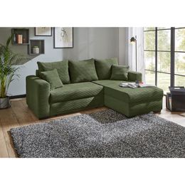Jockenhöfer JOCKENHÖFER GRUPPE Ecksofa »Elmau L-Form, B: 235cm« mit Bettfunktion, Bettkasten & 2 Zierkissen grün