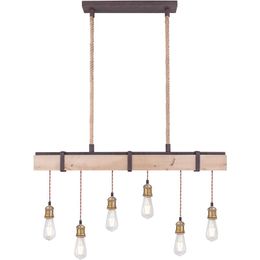 Globo LIGHTING H&auml;ngeleuchte &raquo;MUCHA&laquo; E27 1 Stk. H&auml;ngelampe/Pendelleuchte/Metall rostfarben/Holz/Kabel Textil rostfarben
