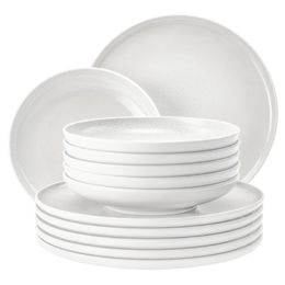 Seltmann Weiden Tafelservice »Sento Home, Geschirr-Set, 12-teilig« Teller-Set, harmonisch geschwungene Form Aura white