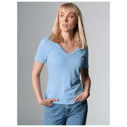 TRIGEMA T-Shirt »V-Shirt aus Baumwolle/Elastan« 1 Stk. tlg. iceblue-melange M M 95 % Baumwolle, Ringgarn supergekämmt, 5 % Elastan