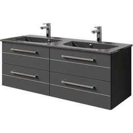 SAPHIR Waschtisch »Serie 6025 Mineralmarmor-Waschtisch mit Unterschrank, 132 cm breit« 2 Stk. tlg. Doppel-Waschplatz mit 4 Schubladen, hängend,...