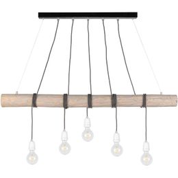 Spot-Light SPOT LIGHT Pendelleuchte »TRABO PORCIA« E27 Hängeleuchte, Holzbalken aus massivem Kiefernholz, Holz grau gebeizt holzfarben/weiß/schwarz/grau