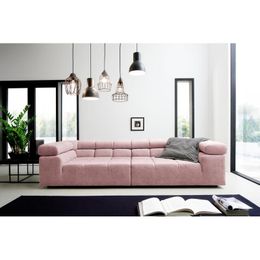 Inosign Big-Sofa »Ancona B/T/H: 290/110/70 cm« auffällige Steppung, inkl. 2 Zierkissen und verstellbaren Kopfstützen rosé 0